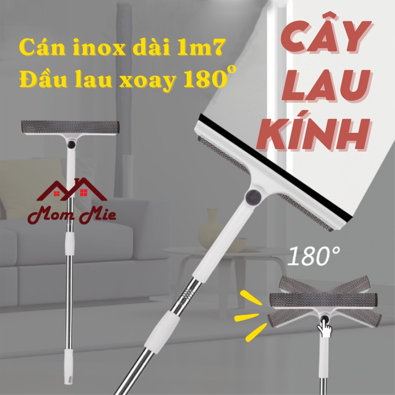 [Cao cấp] Cây lau kính cán dài 1m2 - 1m7, xoay 180 độ, 2 kiểu đầu lau ...
