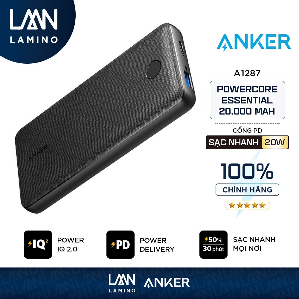 Pin Dự Phòng ANKER PowerCore Essential 20.000mAh Power Delivery - A1287 ...