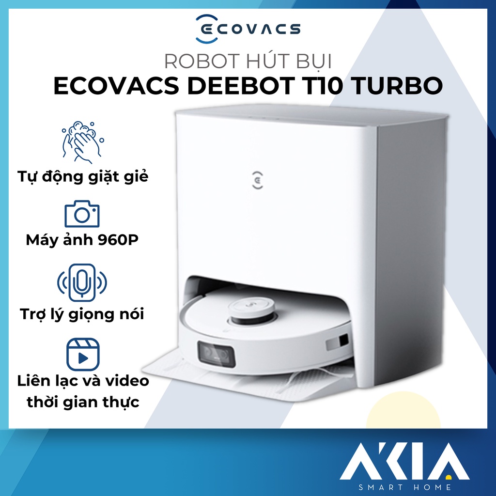 Robot Hút Bụi Lau Nhà Ecovacs Deebot T10 Turbo Bản Quốc Tế - Giặt Giẻ Tự Động, Điều Khiển Bằng ...