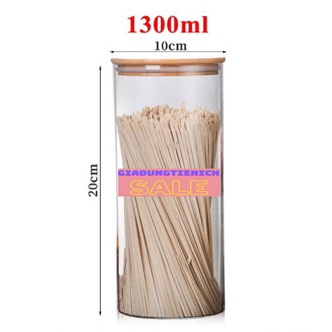 [Kèm Nắp] Hộp Thủy Tinh, Lọ Thủy Tinh, Hũ Thủy Tinh Nắp Gỗ 200ml 350ml 500ml 750ml 1000ml 1200ml ...