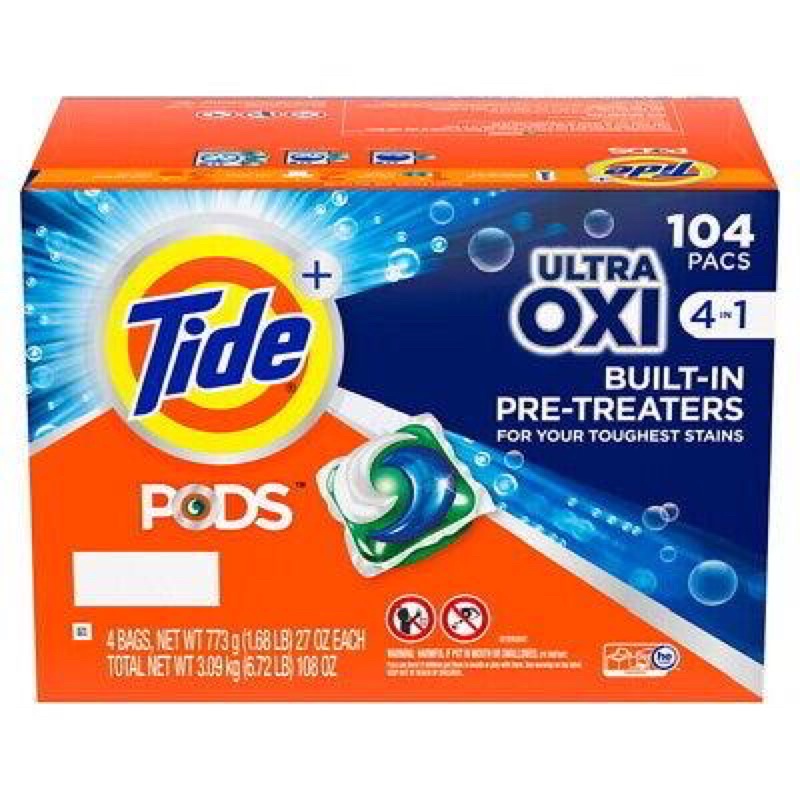 VIÊN GIẶT TIDE thùng 4 túi 104 viên ( 1 túi 26 viên ) hàng chuẩn Mỹ ...