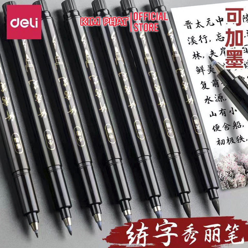 Bút viết thư pháp chữ Hán Calligraphy Deli - brush pen nhiều kích cỡ ...