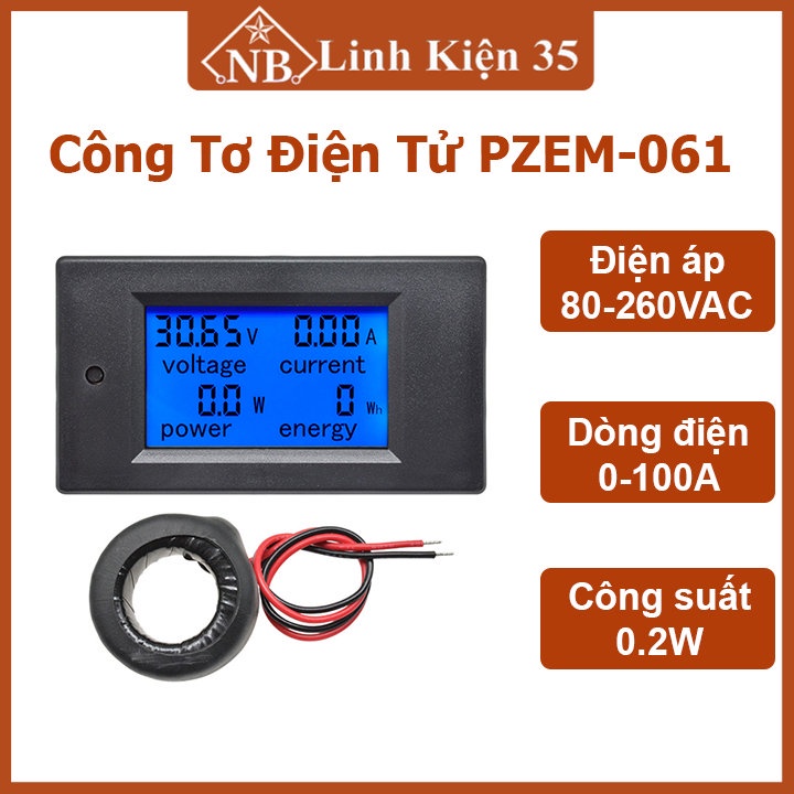 Công tơ điện tử PZEM-061 80VAC-260VAC 100A, đo đạc mức độ tốn điện ...