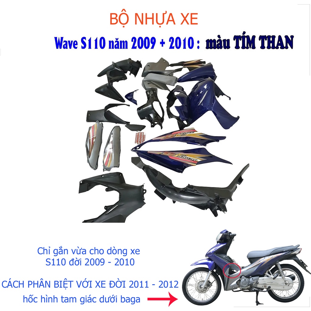 Bộ dàn áo xe WAVE S110 - RS110 ,màu xanh tím đời 2009 đến 2010 | Shopee ...