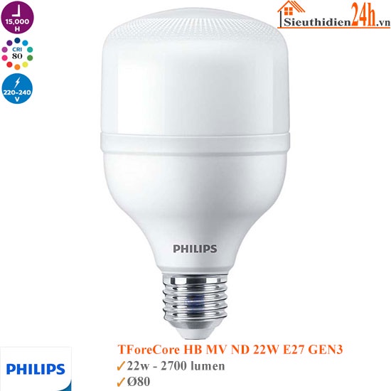 [CHÍNH HÃNG] Bóng Trụ Philips TForce Core 22w,30w,40w,50w đuôi đèn E27 ...