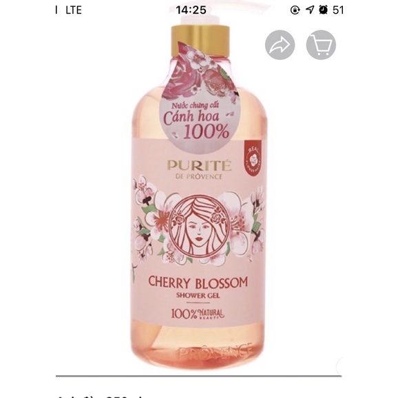 sữa tắm purite hoa anh đào 850 g | Shopee Việt Nam