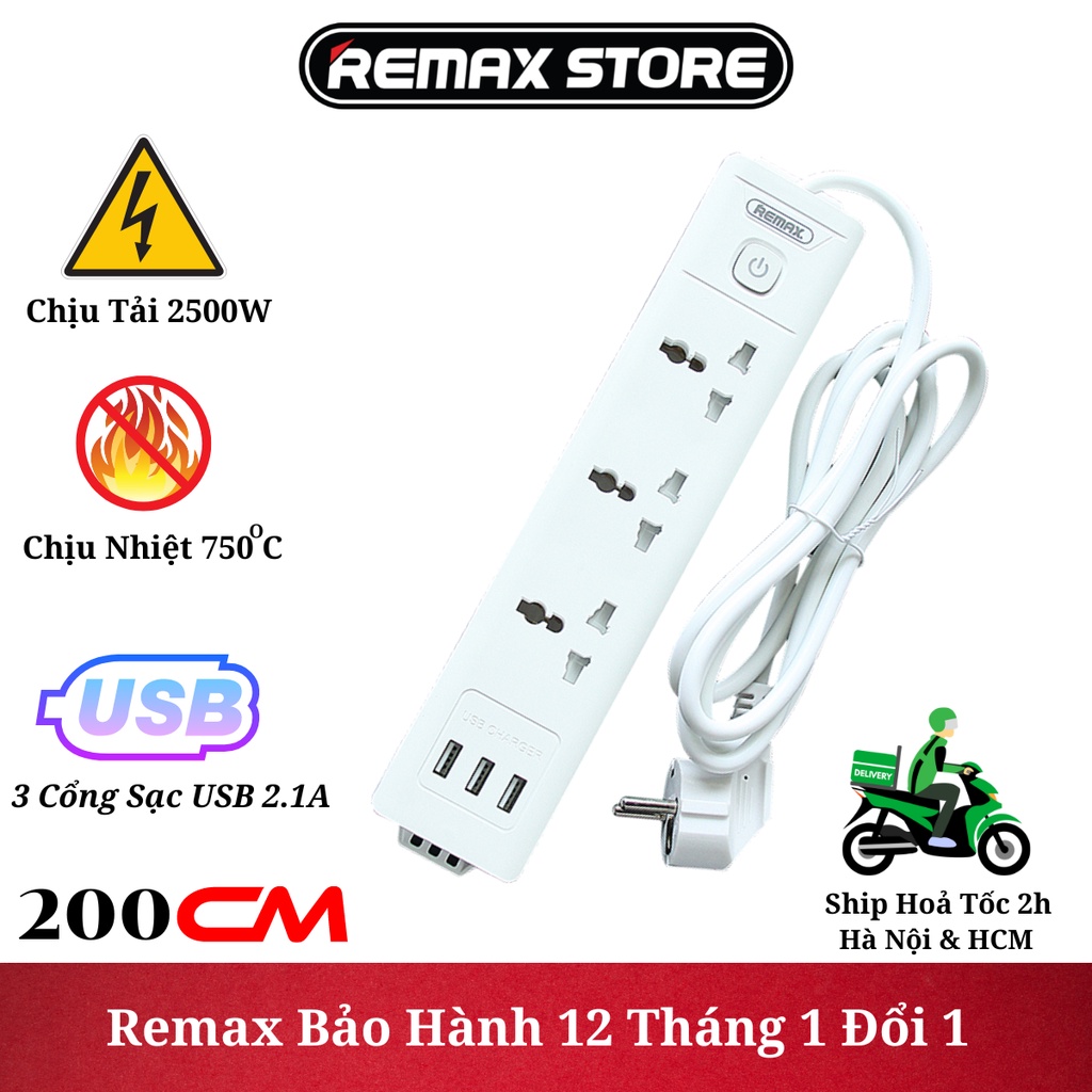 Ổ Cắm Điện Đa Năng Thông Minh Remax RV-03 - 3 Cổng USB Sạc Nhanh 5V-2 ...