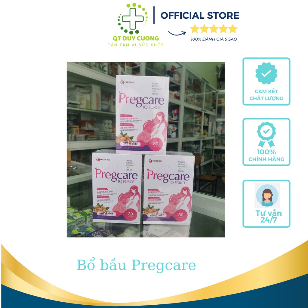 Viên uống bổ bầu Pregcare IQ Force Lọ 30 viên bổ sung DHA, Omega, EPA ...