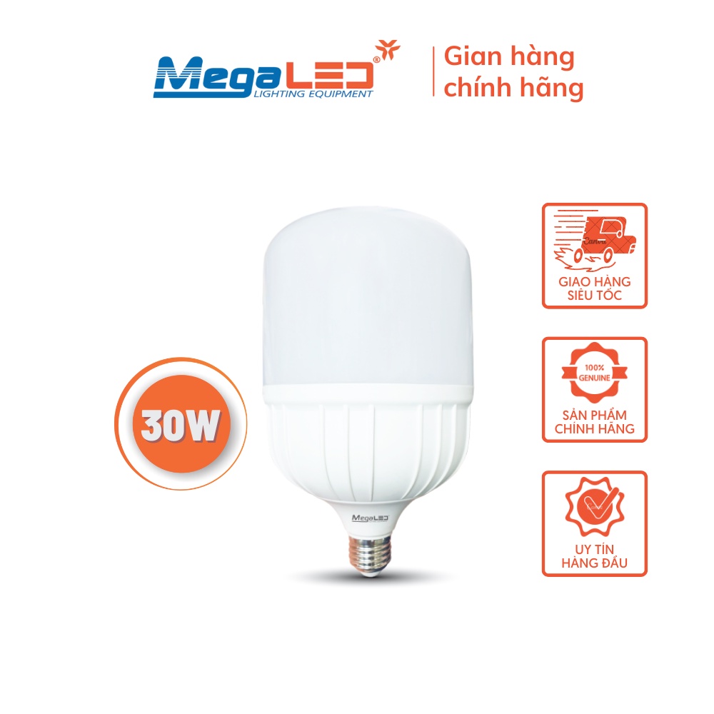 Đèn LED MegaLed 30W Trụ Nhựa Ánh Sáng Tự Nhiên Không Hại Mắt An Toàn Tiết Kiệm Sử Dụng Trong Gia ...