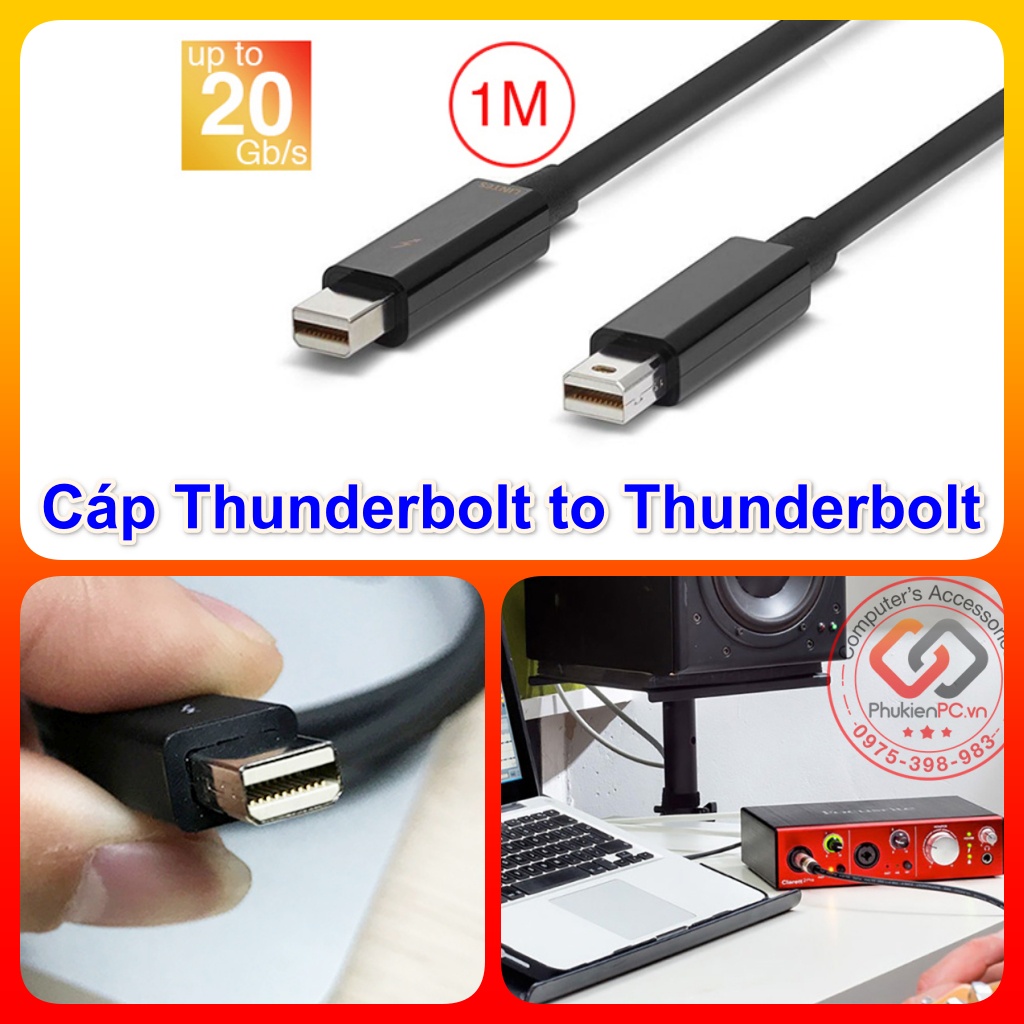Cáp Thunderbolt to Thunderbolt dài 1M cho Macbook, Mac Mini ra màn hình ...