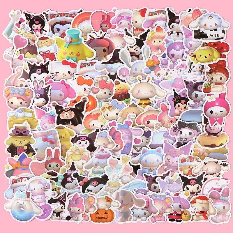 【Bộ 50/100】3D Sanrio Stickers Nhãn dán Sanrio Miếng Dán Dễ thương Hoạt ...
