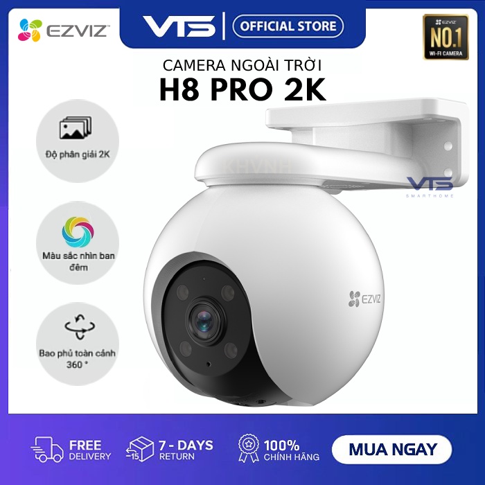 Camera WiFi EZVIZ H8 PRO 2K 3MP, Full Color, Xoay 360 độ, Đàm Thoại 2 ...