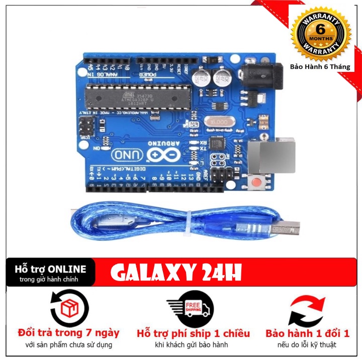Arduino uno R3 chíp cắm 16U2 + kèm cáp | Shopee Việt Nam