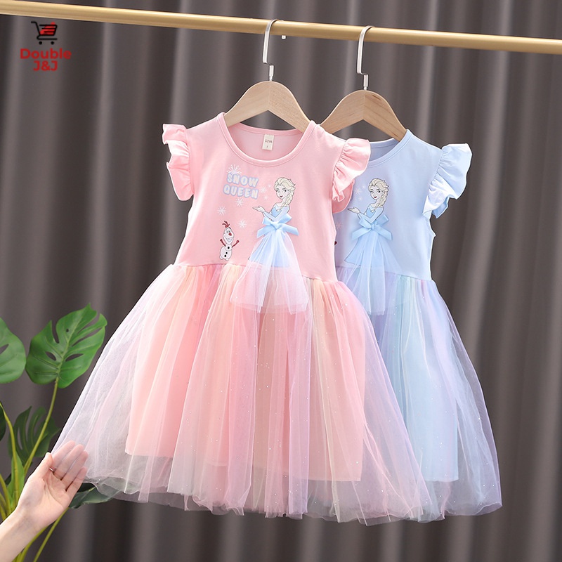 Đầm Công Chúa Elsa Tay Ngắn Phong Cách Phương Tây Cho Bé Gái 1-9 Tuổi ...