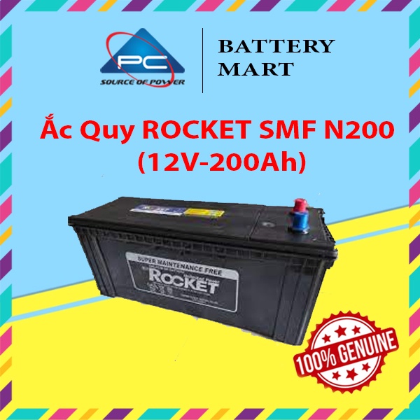 Bình Ắc Quy 12V-200Ah, Ắc Quy Ô Tô ROCKET SMF N200 | Shopee Việt Nam