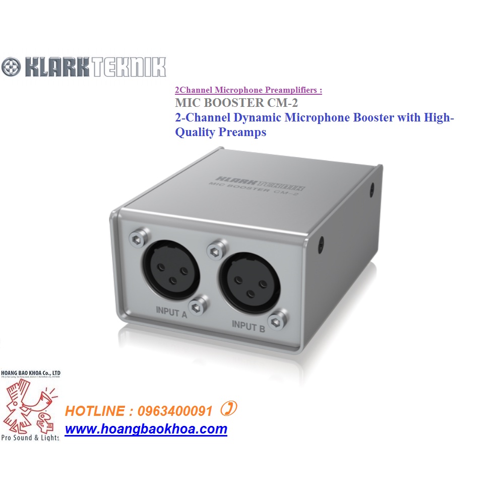 MIC BOOSTER CM-2 Mic preamp 2 kênh Klark Teknik -Bộ tăng cường micrô ...
