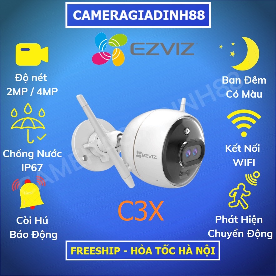 Camera WIFI Ngoài Trời Thông Minh EZVIZ C3X C3N MÀU BAN ĐÊM 2MP 1080P ...