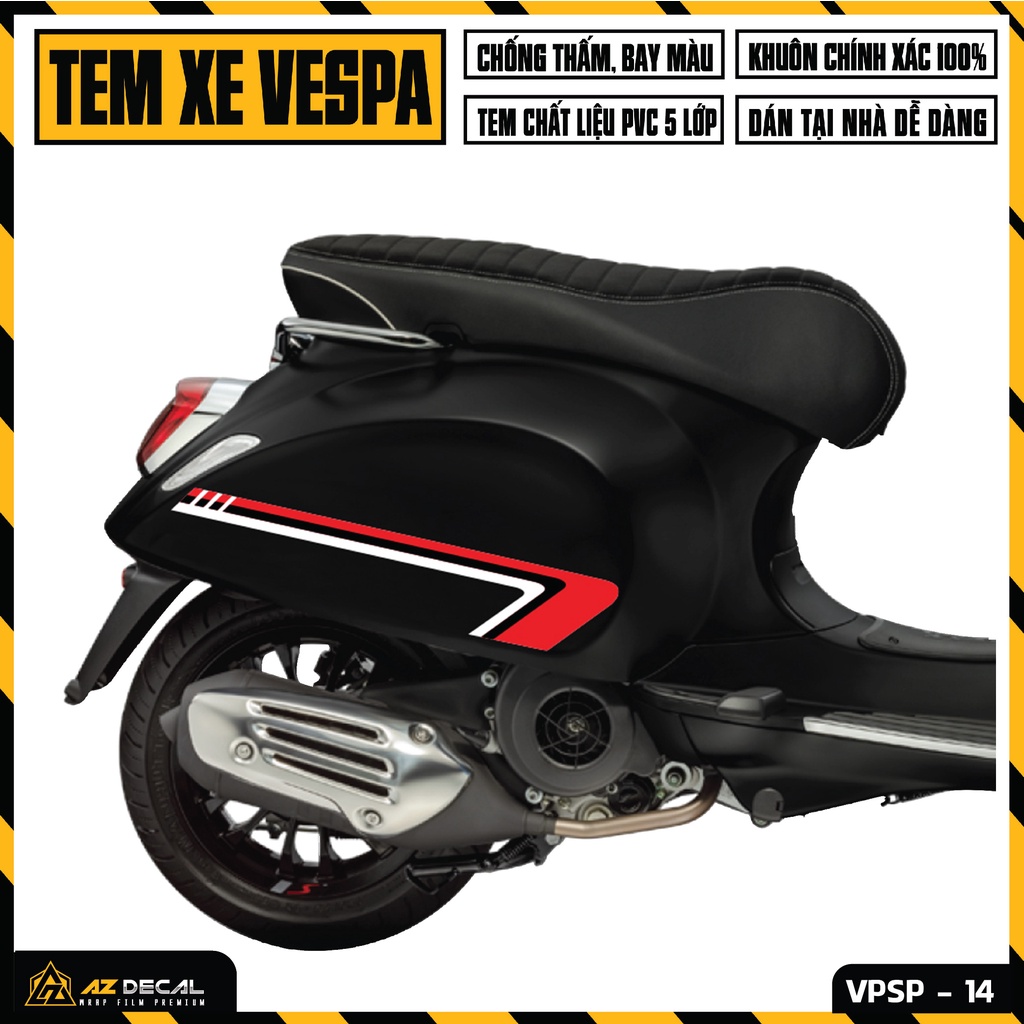 Tem Xe Vespa Sprint/Primavera/GTS/LX | VP14 | Tem Rời Cắt Khuôn Sẵn ...