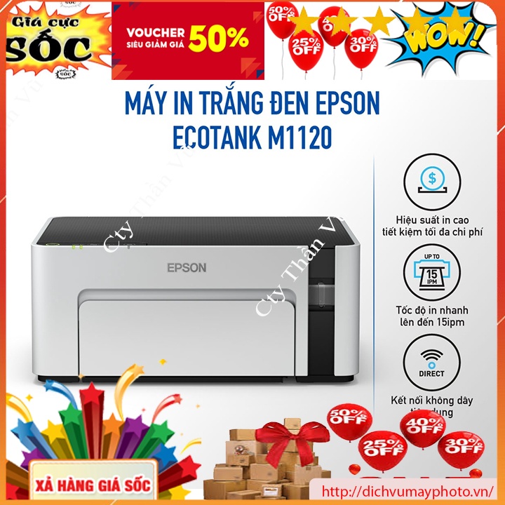 Máy in trắng đen khổ A4 Epson EcoTank M1120 hàng chất lượng nhỏ gọn đảm ...