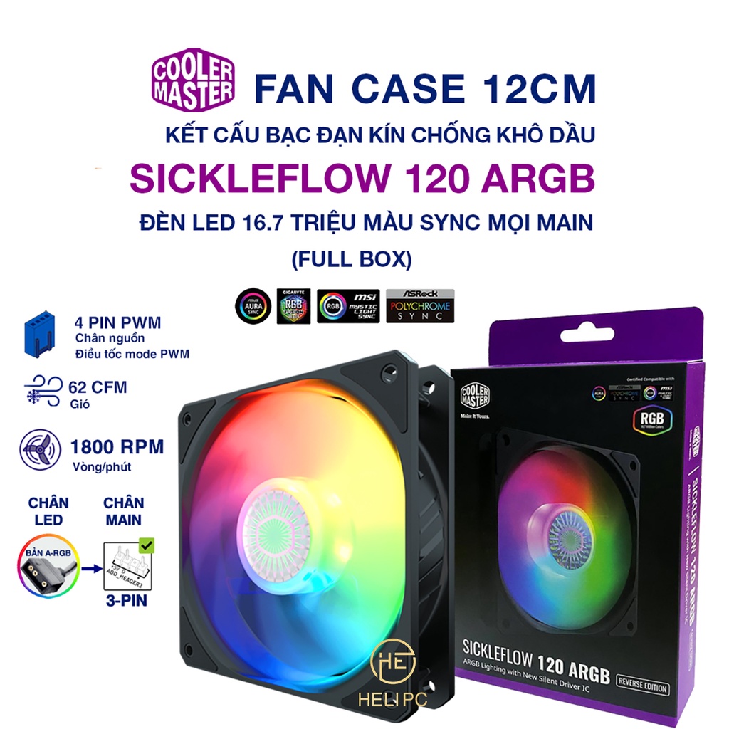 Quạt tản nhiệt case máy tính Cooler Master SickleFlow 120 ARGB - Quạt ...