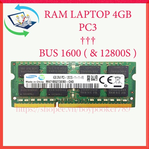 RAM LAPTOP 4G DDR3 Bus 1600 ( bus 12800S ) | Shopee Việt Nam