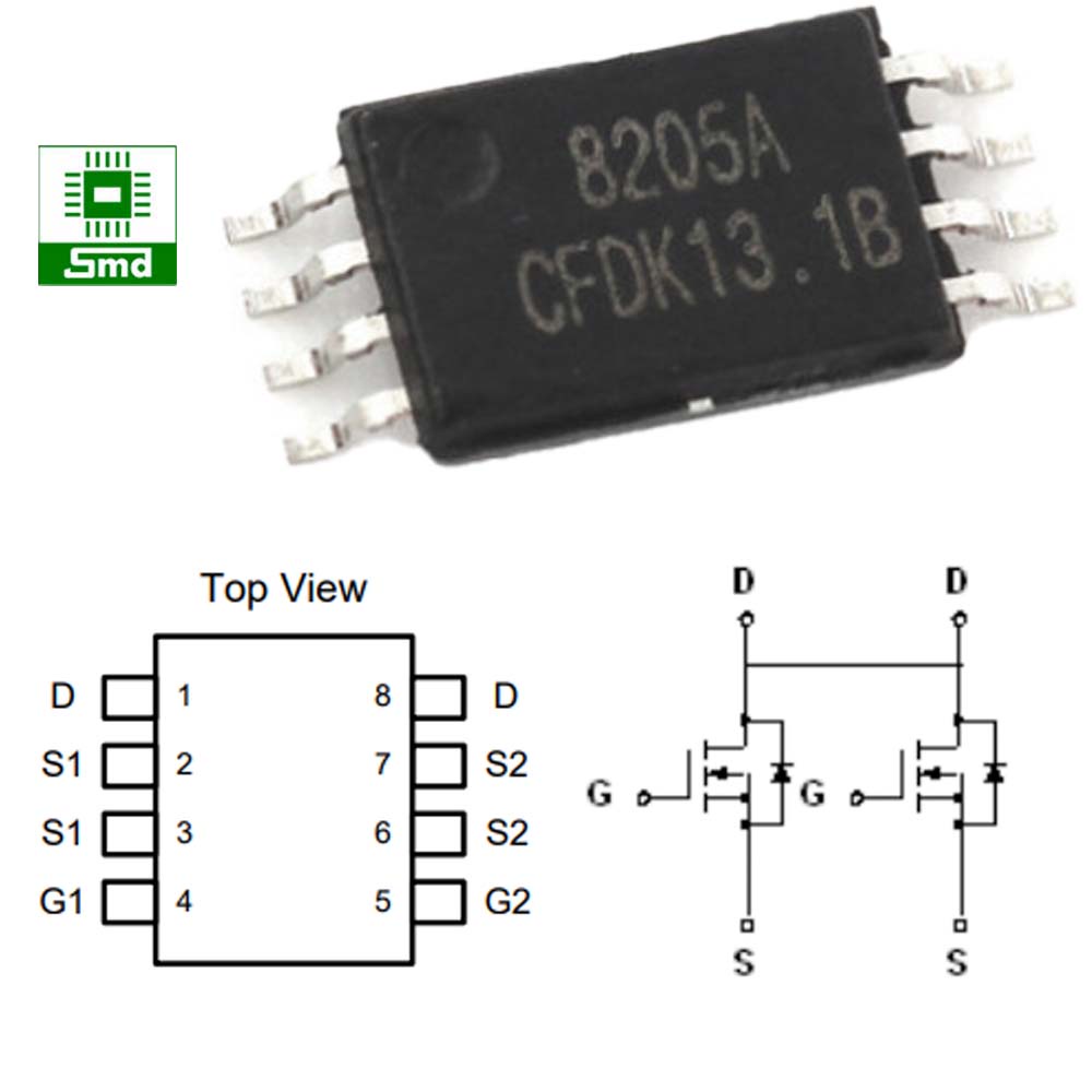Mosfet SOP8 TPC8107 AO4606 AO9926 AMP4953 FS8205A MEM2311 AO4410 ...