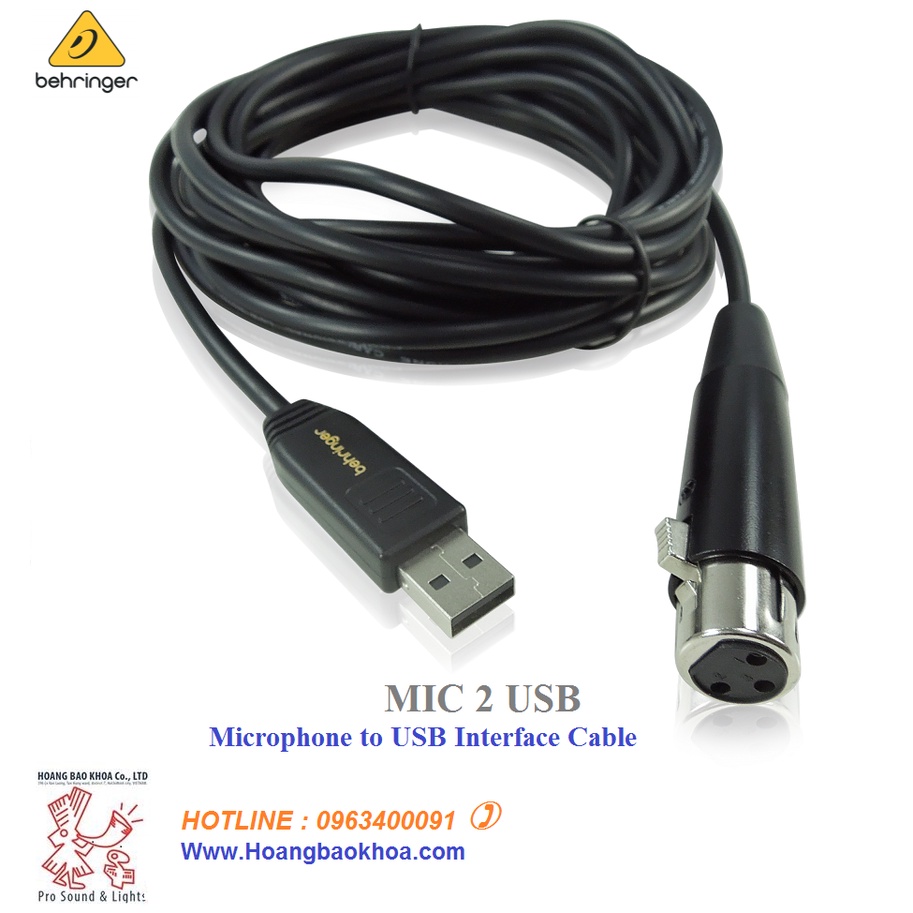 MIC 2 USB Audio Interfaces Behringer - Dây tín hiệu Micro XLR & USB ...