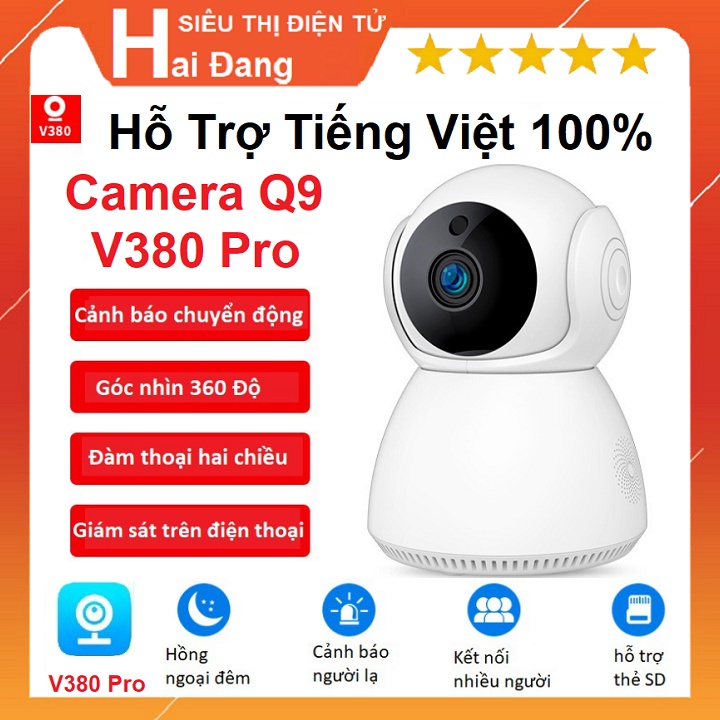 Camera Robot, Camera Wifi V380Pro Q9 Thế Hệ Mới, Hỗ Trợ Quay Đêm, Đàm Thoại 2 Chiều, Xoay 360 Độ ...
