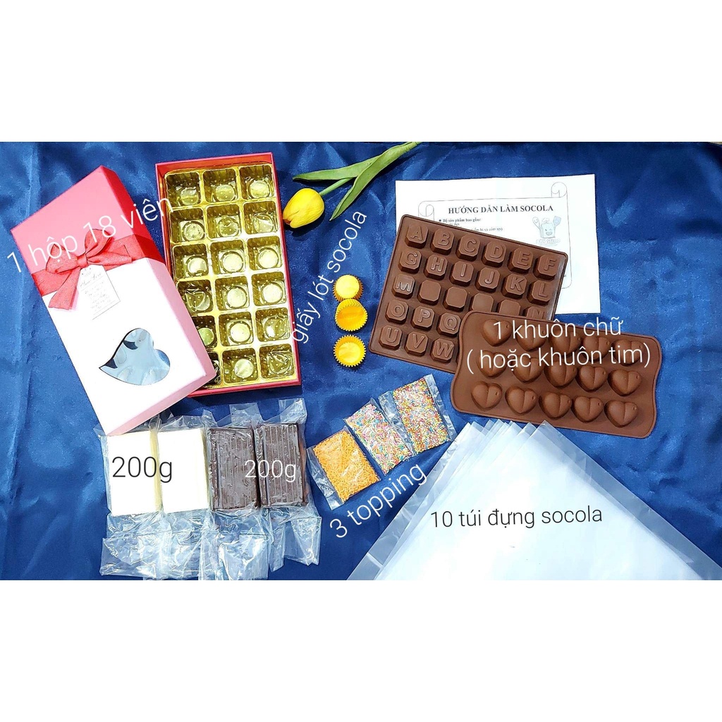 Bộ làm socola kit 14 nắp tim/ chocola/ chocolate handmade ⚡ LOẠI TỐT ⚡ ...