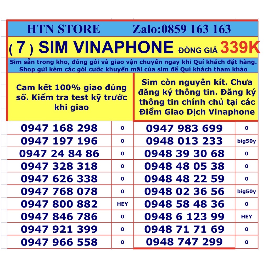 Sim số đẹp Vinaphone đồng giá 339k (7) – sim trả trước nghe gọi và 4G | Shopee Việt Nam