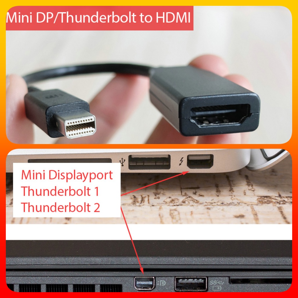Cáp Thunderbolt Mini Displayport sang HDMI 4K, hãng Lenovo. Kết nối ...