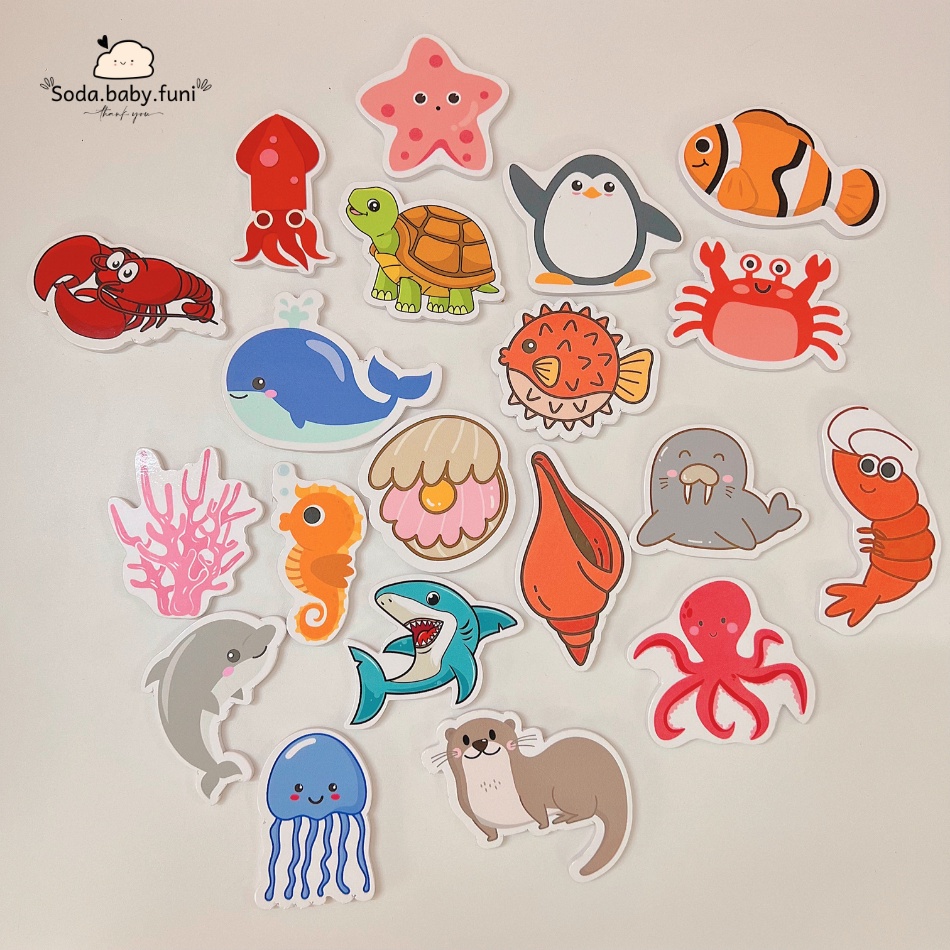 Bộ sinh vật biển nam châm dùng cho bảng từ hoặc dán tủ lạnh, sticker ...