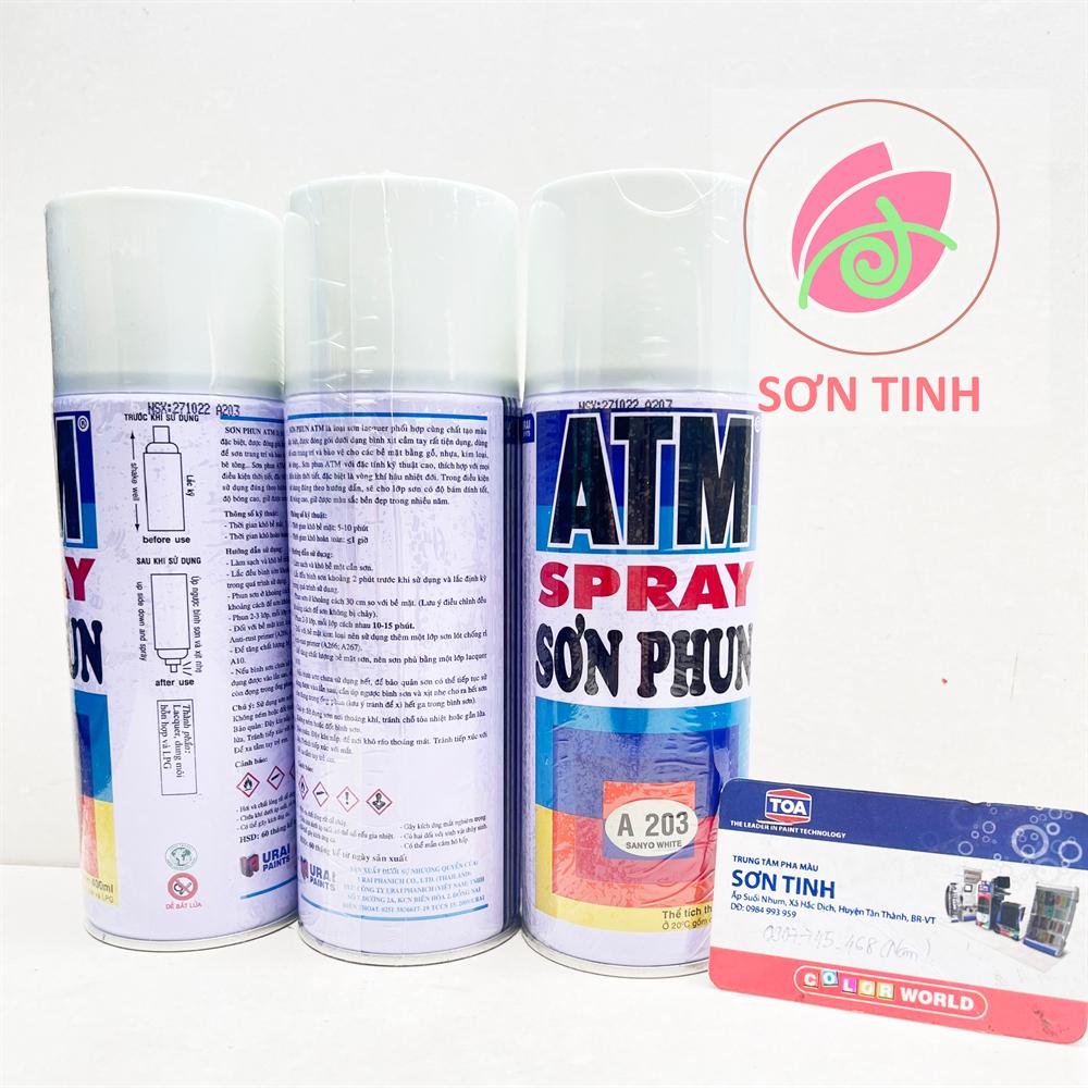 Sơn xịt ATM màu màu trắng sứ xám Sanyo White A203 - 1 lọ | Shopee Việt Nam