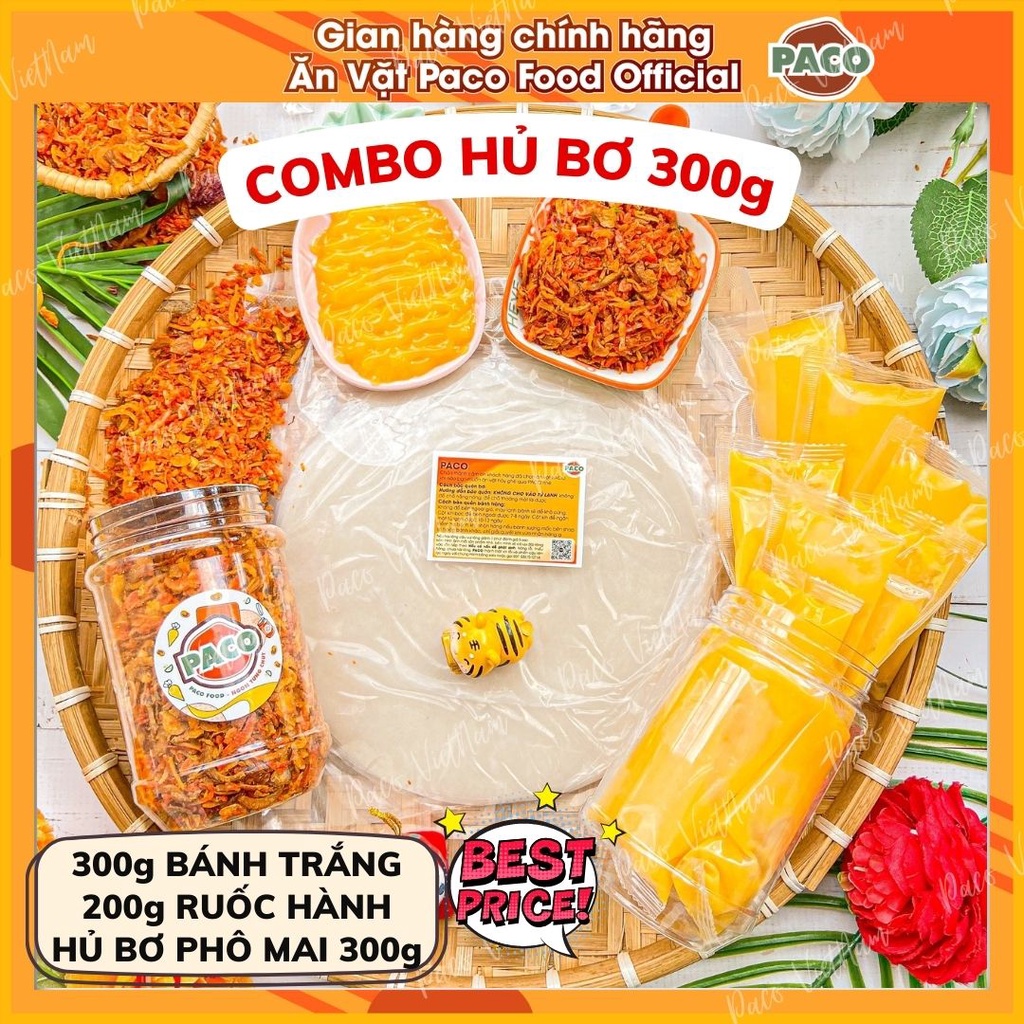 combo hủ bơ phô mai paco food kèm bánh tráng phơi sương muối ruốc hành ...