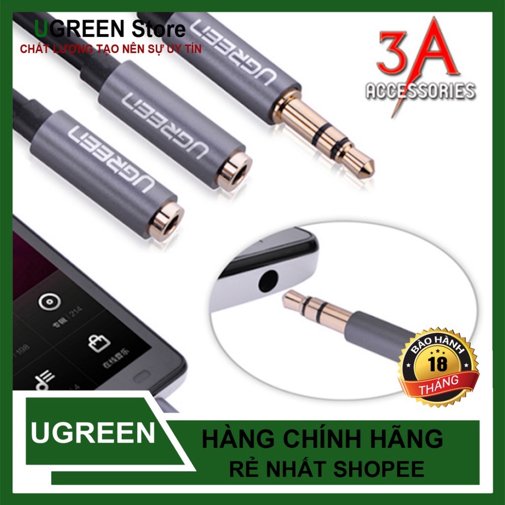 Cáp Chia 1 cổng Audio 3.5mm ra 2 cổng UGREEN 10532 Chính Hãng | Shopee Việt Nam