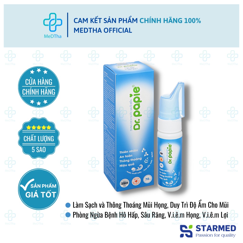Dung Dịch Nước Muối Biển Sâu Dr Papie - Xịt Mũi Họng, Rửa Và Vệ Sinh ...