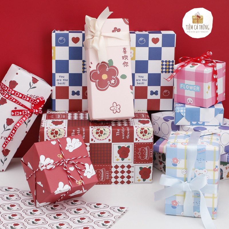 [GG55] [SET 6 TỜ] Giấy Gói Quà Cao Cấp Valentine 14/2 - 8/3 - 20/10 Khổ ...