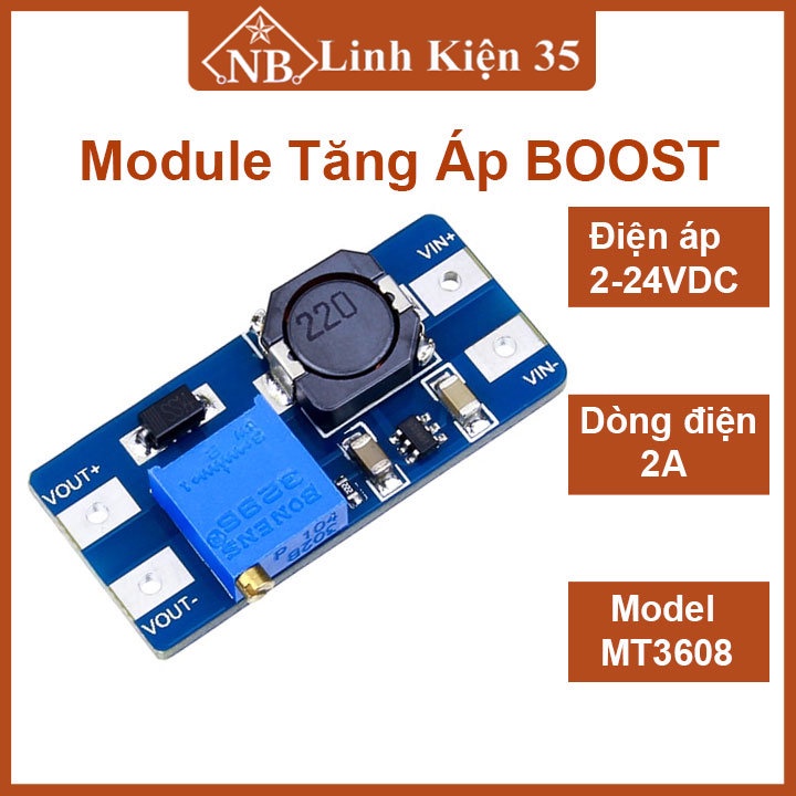 Module tăng áp Boost DC - DC 2-24VDC 2A MT3608, nhỏ gọn , dễ dàng kết nối và điều chỉnh | Shopee ...
