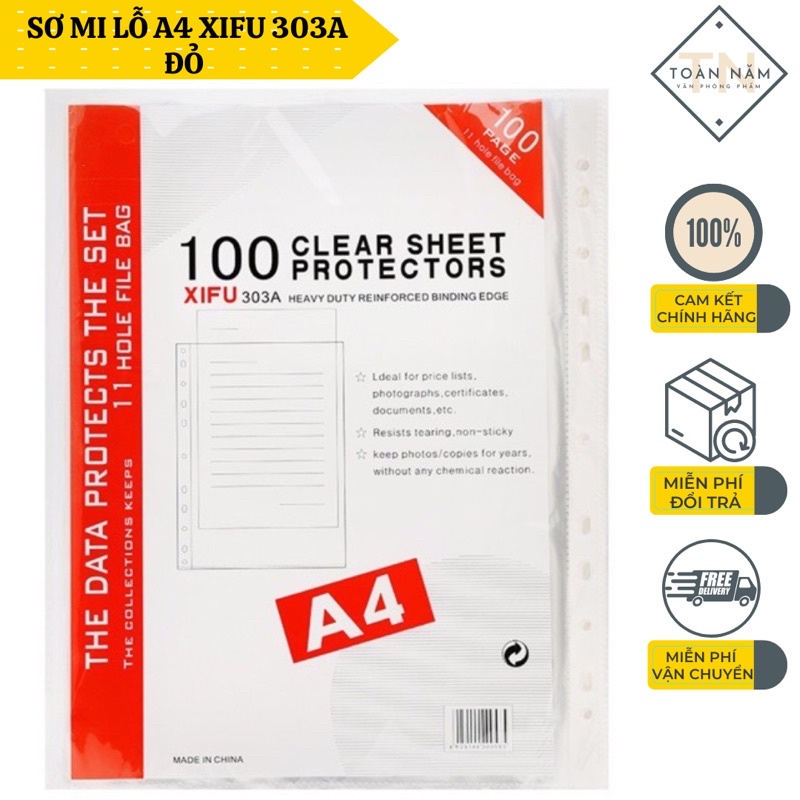 SƠ MI LỖ A4 XIFU 303A ĐỎ - TÚI TRONG ĐỤC LỖ | Shopee Việt Nam