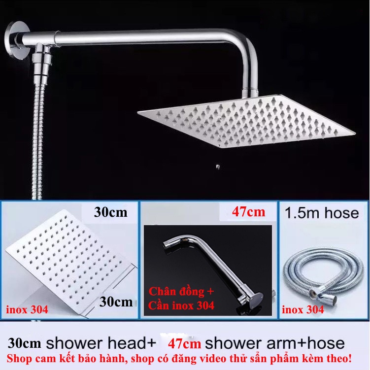 Đủ Bộ cần sen 47cm, Bát sen 20cm, 25cm, 30cm, Dây sen tắm đứng inox 304 ...
