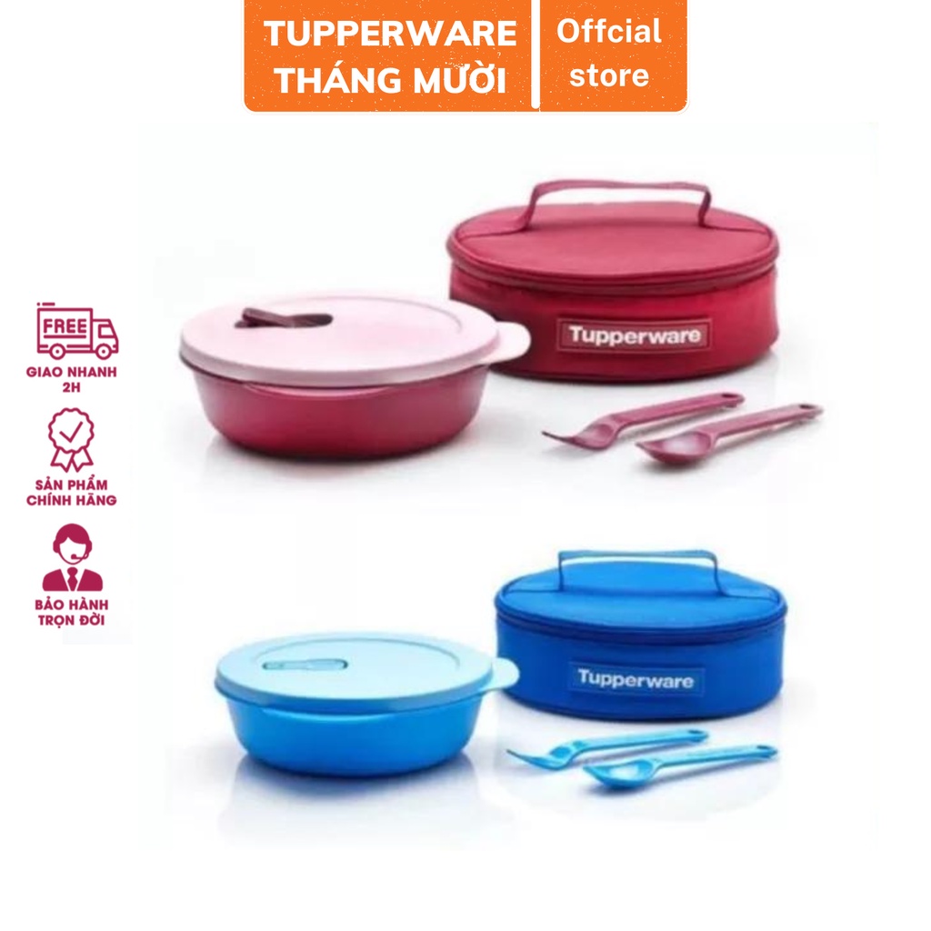 Bộ Hộp Cơm Chia Ngăn Tupperware Crystalwave Lunch Set dùng được lò vi ...