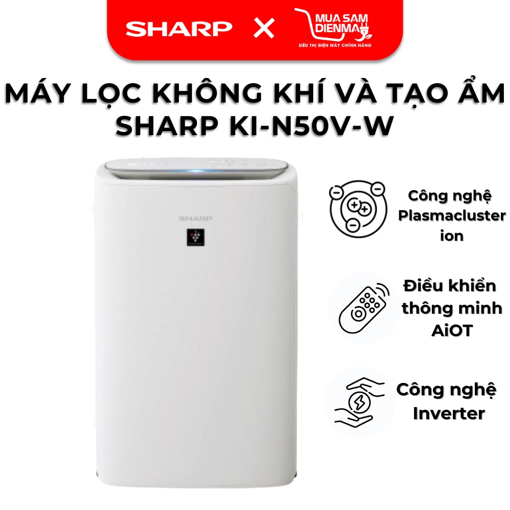 Máy lọc không khí và tạo ẩm Sharp KI-N50V-W | Máy bù ẩm tạo ion N50V ...