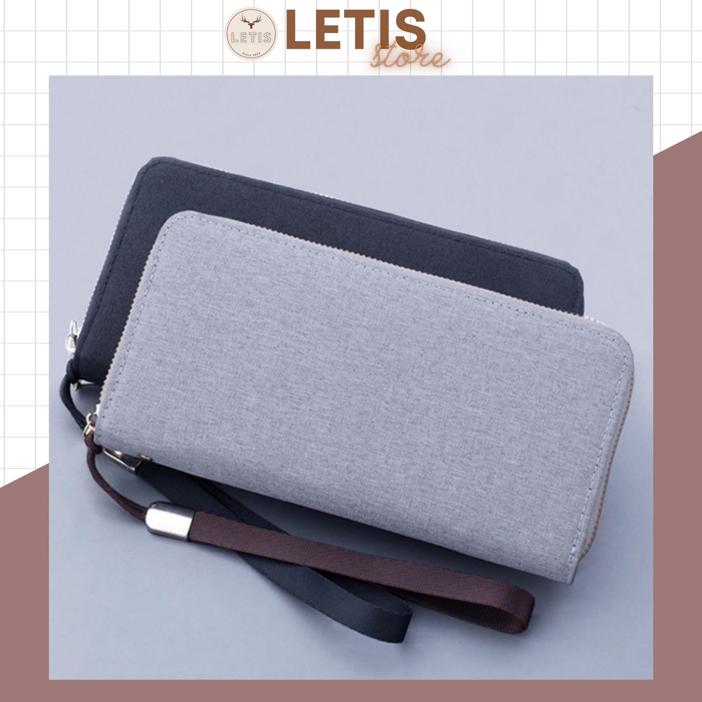 [Freeship + Tặng quà] Ví cầm tay nam nữ vải canvas LETIS VI07 dáng dài ...