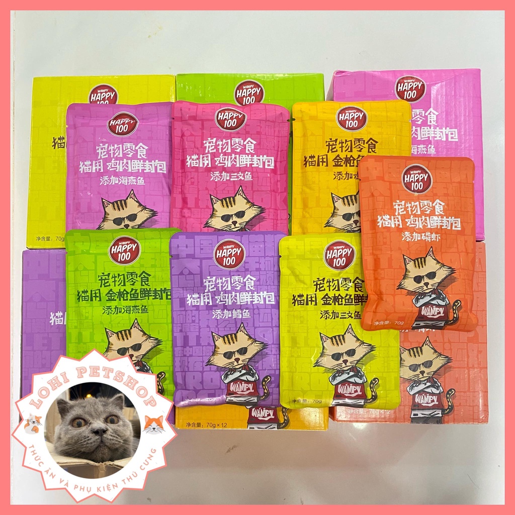 [happy100] Thức pate wanpy happy 100 cho mèo gói 70gr | Shopee Việt Nam