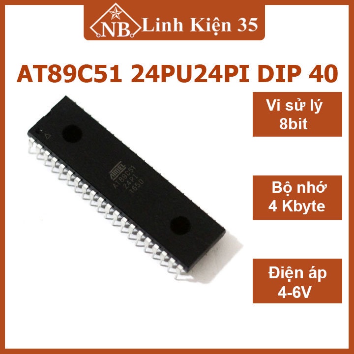 Linh kiện AT89C51 24PU/24PI chân cắm DIP 40, vi xử lý 8bit | Shopee Việt Nam