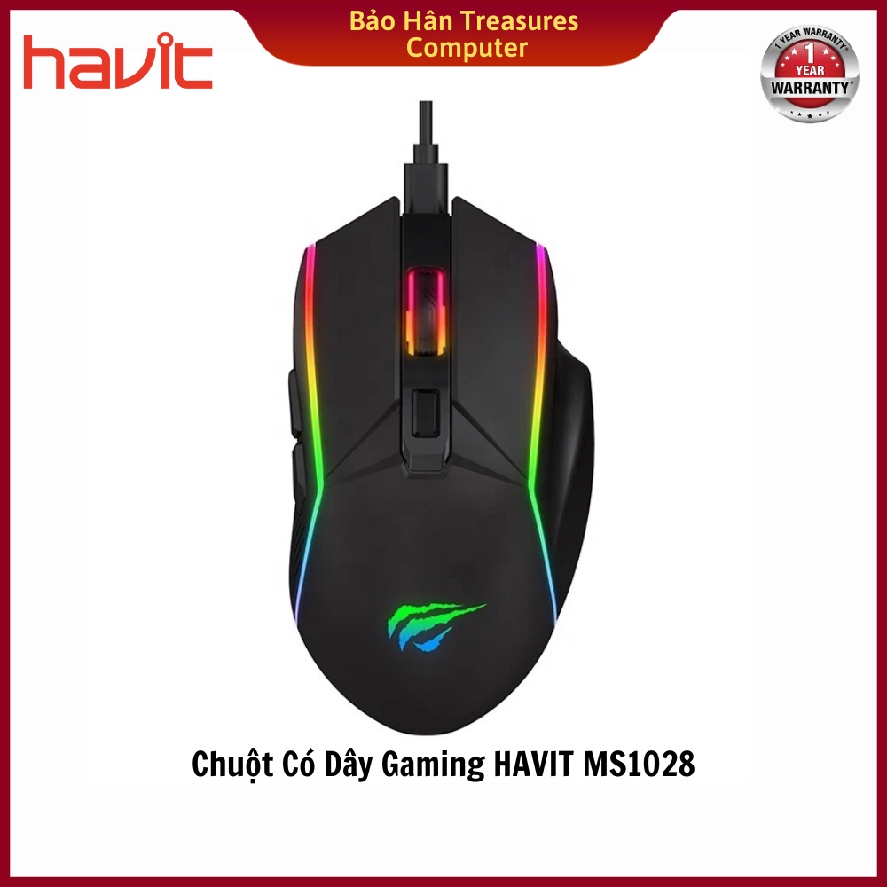 Chuột Gaming HAVIT MS1028 16 Triệu Màu RGB 7200 DPI Thiết Kế Công Thái ...