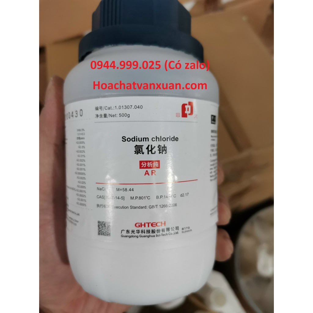 Hoá chất sodium chloride NaCl Xilong CAS 7647-14-5 lọ 500g natri clorua ...