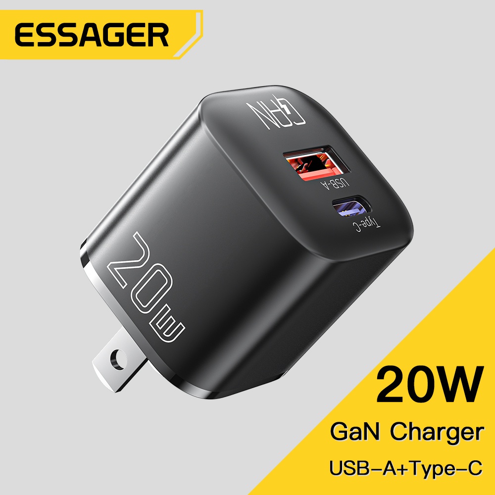 Cục sạc nhanh ESSAGER 20W USB Type C QC 3.0 thích hợp cho iP 14 13 12 11 Pro Max Mini Ipod ...