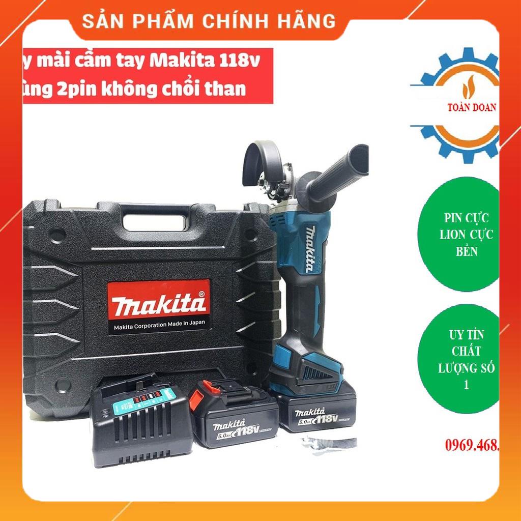 Máy mài cầm tay Makita 118v 2 pin động cơ không chổi than chuyên dùng để mài góc, cắt sắt, cắt ...