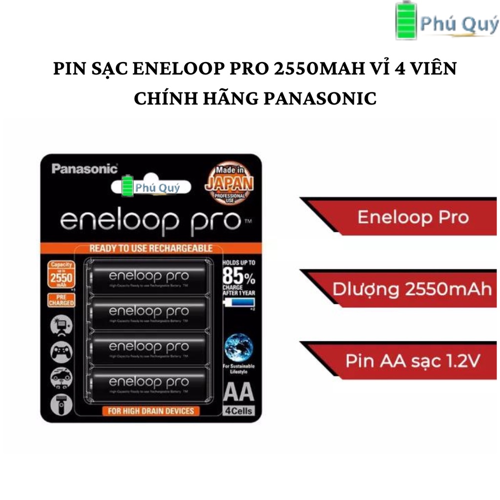 Pin sạc Eneloop Pro 2550mAh vỉ 4 viên chính hãng Panasonic | Shopee ...